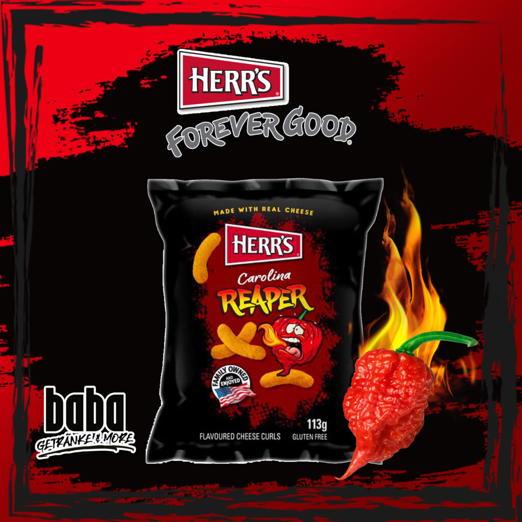 Herr's Carolina Reaper cheese curls - 113g - Baba Getränke